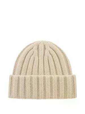 FRANZESE COLLECTION Ribbed Knit Beanie Hat - Neutrals