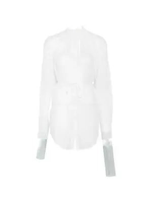 Isabel Benenato Gathered Tie-waist Blouse - White