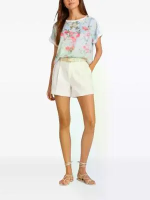 Liu Jo Floral-print Button-detail T-shirt