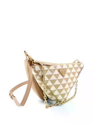 Prada Double Symbole Triangle Bag Leather And Jacquard Mini Shoulder Bag
