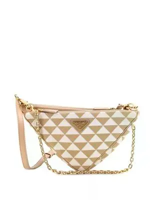 Prada Double Symbole Triangle Mini Shoulder Bag - Neutrals