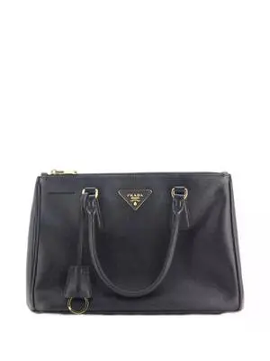 Prada Double Zip Lux Saffiano Leather Small Tote Bag - Black