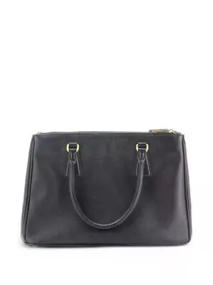 Prada Double Zip Lux Saffiano Leather Small Tote Bag - Black