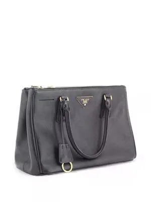 Prada Double Zip Lux Saffiano Leather Small Tote Bag - Black