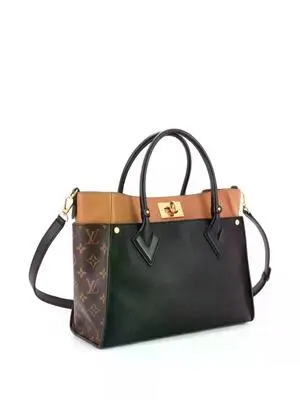 LOUIS VUITTON On My Side Leather With Monogram Canvas Mm Tote Bag
