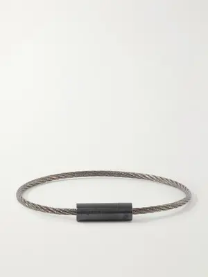 Le Gramme 7g Brushed Sterling Silver And Ceramic Cable Bracelet - Black