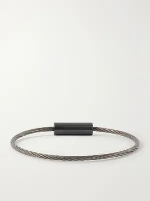 Le Gramme 7g Brushed Sterling Silver And Ceramic Cable Bracelet