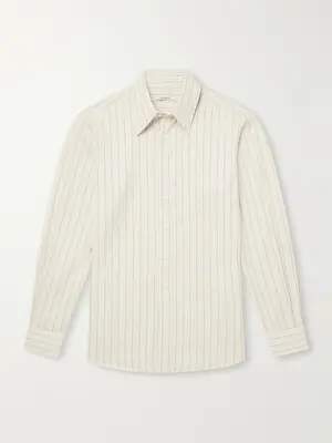 Husbands Striped Cotton And Lyocell-blend Poplin Shirt