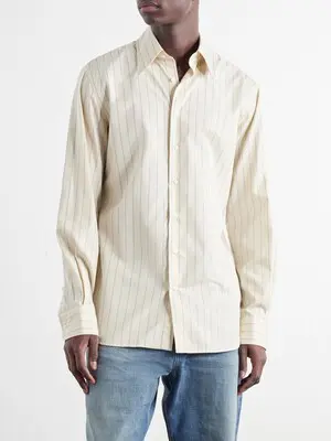 Husbands Striped Cotton And Lyocell-blend Poplin Shirt
