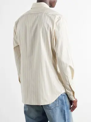 Husbands Striped Cotton And Lyocell-blend Poplin Shirt