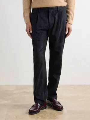 Barena Venezia Straight-leg Pleated Pinstriped Wool-blend Trousers