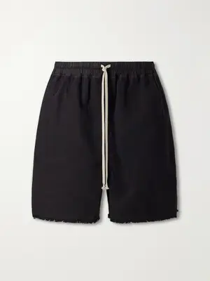 Rick Owens Frayed Cotton-canvas Shorts - Black