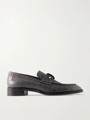 CHRISTIAN LOUBOUTIN Chambelimoc Croc-effect Leather Loafers