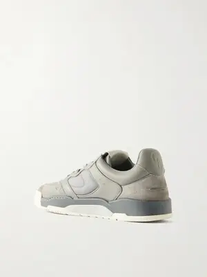 CHRISTIAN LOUBOUTIN Bsktball 1 Suede And Mesh-trimmed Leather Sneakers - Gray