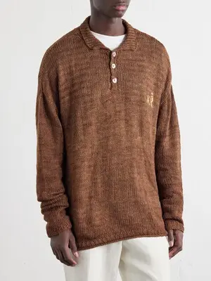 KARTIK RESEARCH Logo-embroidered Silk Polo Sweater