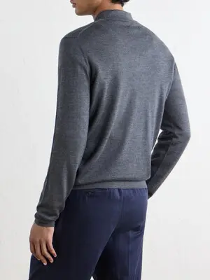 Altea Wool, Silk And Cashmere-blend Polo Sweater - Gray