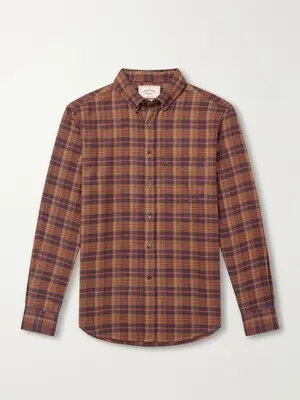 Portuguese Flannel Trigo Checked Brushed Cotton-twill Shirt - Brown