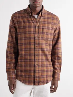 Portuguese Flannel Trigo Checked Brushed Cotton-twill Shirt - Brown