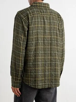 CORRIDOR Crinkled Checked Cotton-blend Shirt