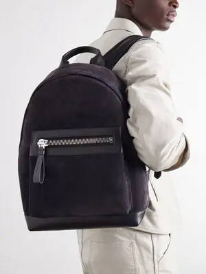TOM FORD Buckley Leather-trimmed Suede Backpack