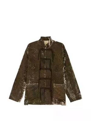 UMA WANG Frog-fastening Velvet Jacket - Brown