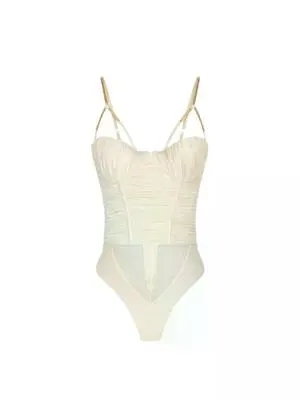 Elisabetta Franchi Draped Gold-tone-plaque Bodysuit
