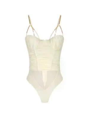 Elisabetta Franchi Draped Bodysuit - Neutrals