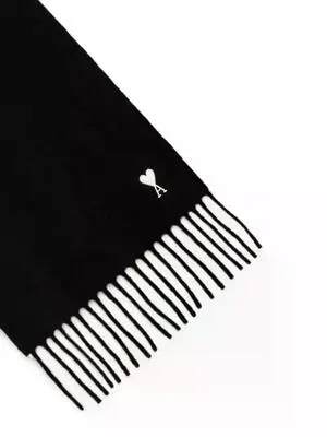 AMI Paris Wool Scarf With De Coeur - Black