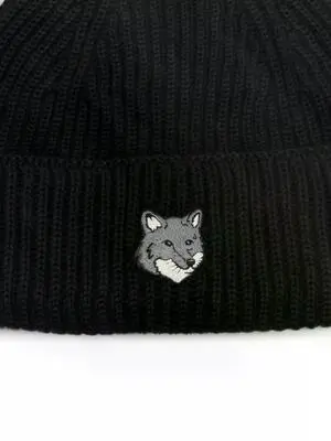 Maison Kitsuné Ribbed-knit Beanie Hat