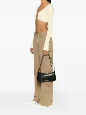Jacquemus Pearl-embellished Leather Shoulder Bag - Black