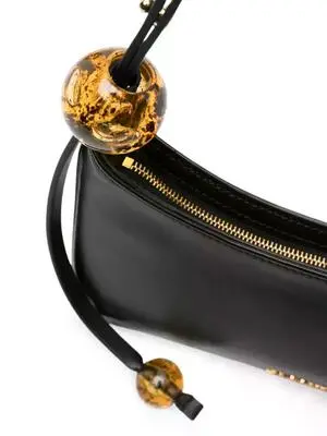 Jacquemus Pearl-embellished Leather Shoulder Bag - Black