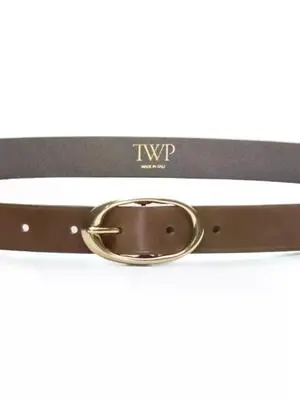 TWP Leather Narrow Buckle Belt - Brown