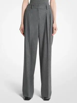 Michael Kors Pleated Wool Flannel Slouch Trousers In Size By - Grey