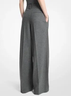 Michael Kors Pleated Wool Flannel Slouch Trousers In Size By