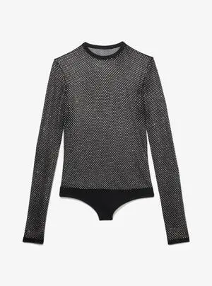 Michael Kors Crystal-embellished Viscose Bodysuit In Size By