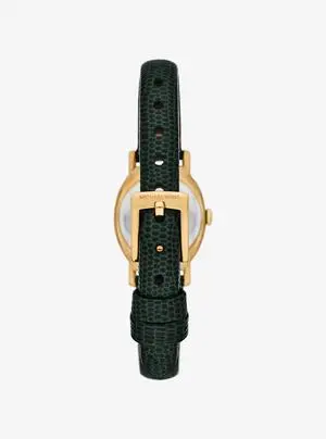 Michael Kors Petite Maude Gold-tone And Lizard Embossed Leather Watch - Green