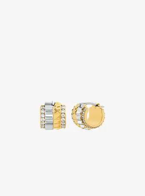 Michael Kors Pavé Two-tone Fluted Huggie Earrings In By