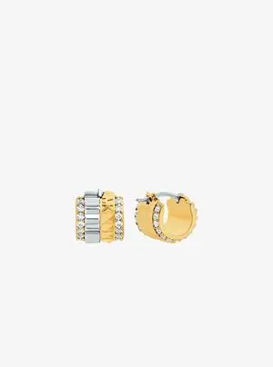 Michael Kors Pavé Two-tone Fluted Huggie Earrings In By