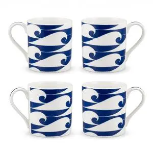THE CORNISH SURFER Blue / White Cornish Fine Bone China Mugs - Blue/white
