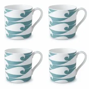 THE CORNISH SURFER Blue / White Cornish Fine Bone China Mugs - Blue/white