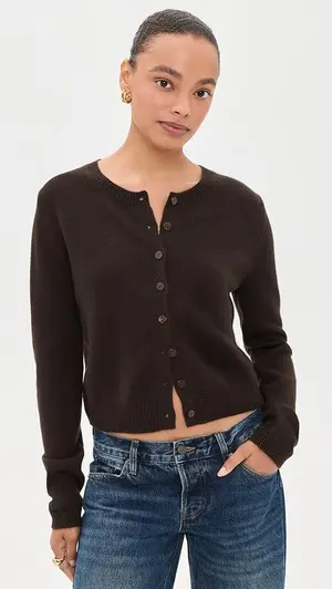 REFORMATION Clara Cashmere Crew Cardigan - Mole
