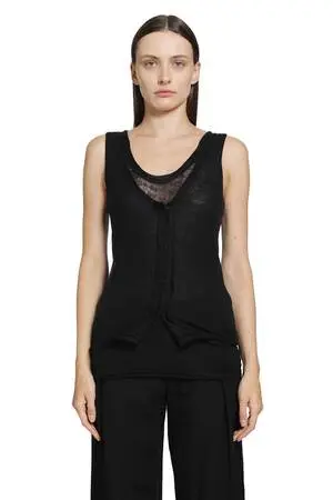 YEHUAFAN After-washed Cashmere Tank Top - Black