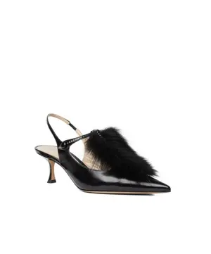 Fendi Noir Leather Slingbacks