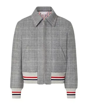 Thom Browne Windowpane Houndstooth Tweed Jacket - Medium Gray