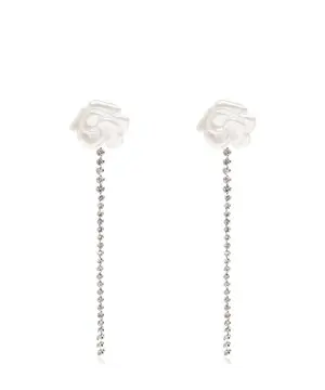 SELF-PORTRAIT Long Crystal Earrings - Silver