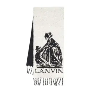 LANVIN Logo Printed Fringed Edge Scarf - No