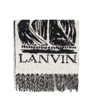 LANVIN Logo Printed Fringed Edge Scarf - No