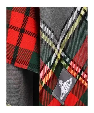 VIVIENNE WESTWOOD Checked Frayed-edge Poncho
