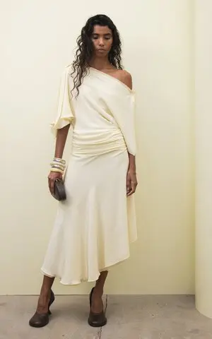 Arakii Asymmetric Flowy Silk Midi Dress