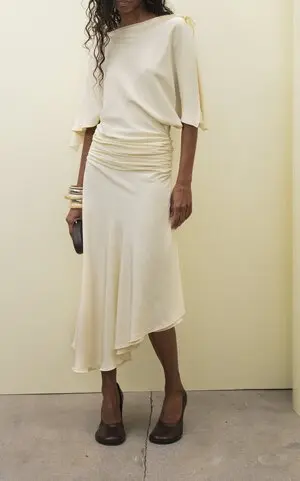 Arakii Asymmetric Flowy Silk Midi Dress